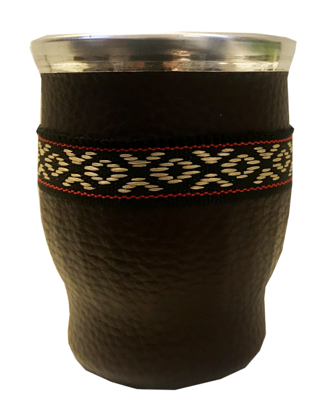 Maté en verre doublé en cuir